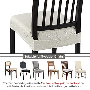 SearchI Waterproof Dining Chair Seat Covers Set of 4, Washable Stretch Seat Covers for Dining Chairs, Rear-Covered Dining Room Seat Cover Protector(Cream Rhombus Jacquard)