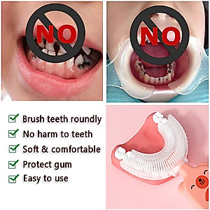 Gycoo Kids U- Shaped Toothbrush Rounded Children U Shape Toothbrush Oral Cleaning Tools for Children Teeth Cleaning Tools 360° Oral Toothbrush for Kids (6-12 Age（D）)