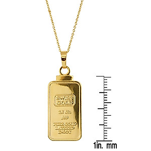 American Coin Treasures 2.5 Gram Swiss Ingot Replica Pendant Necklace Layered in 24kt Gold