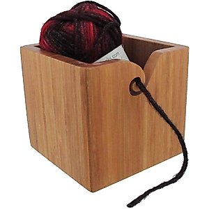 Indian Glance Wooden Yarn Storage Bowl with Carved Holes & Drills Knitting Crochet Accessories, Beautiful Gifts on All Occasions for Moms and Grandmothers (6X6x6 Inches)