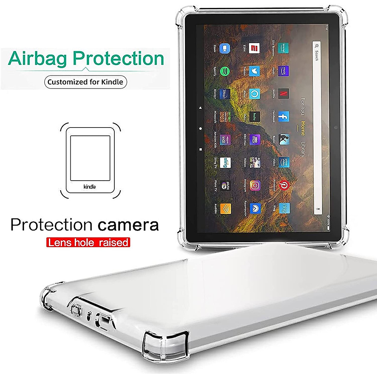 Dteck Clear Case for All-New Amazon Kindle Fire HD 10 & 10 Plus Tablet (11th Generation, 2021 Release) 10.1",Slim Lightweight Thin Transparent Cover Anti-Scratch TPU Silicone Protective Shell Cover