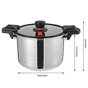 Bokknppo 7.4Qt Pressure Cooker Stainless Steel Pressure Pot 60Kpa Heating Pressure Tank Pressure Canner with Pressure Valve for Gas Stove Induction Cooker