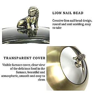 Round Chafing Dish Set for Wedding Banquets Party, Stainless Steel Chafer Buffet Server Warming Tray, with Food Pan, Frame, Lid and Fuel Holder,Red Copper,26cm