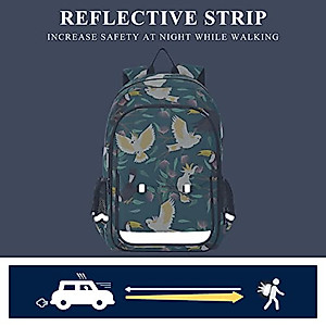 Glaphy Toucans and Cockatoo Birds School Backpack Lightweight Laptop Backpack Student Travel Daypack with Reflective Stripes