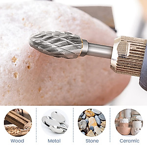 THEKBS Carbide Burr Set Die Grinder Bits Rotary Tool Bits 1/8" Shank 20 Pcs Double Cut Compatible with Dremel for Wood Carving Metal Working Polishing Engraving Drilling