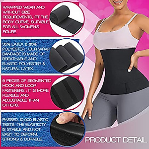 Waist Trainer Wrap Plus Size - Adjust Your Snatch Bandage Wrap Tummy Sweat Wraps - Waist Trainer For Women | Belly Body Shaper Compression Wrap | Gym Accessories Black | Bonus Gift Breast Lift Tape