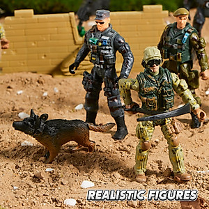 JOYIN 16 PCs Army Men Playset with 12 Realistic Army Ranger Men Action Figures and Weapon Gear Accessories, Military Soldiers Action Figures Playset for Boys Gift