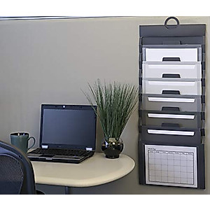 Smead Cascading Wall Organizer, 6 Pockets, Letter Size, Gray/Neutral Pockets (92061)