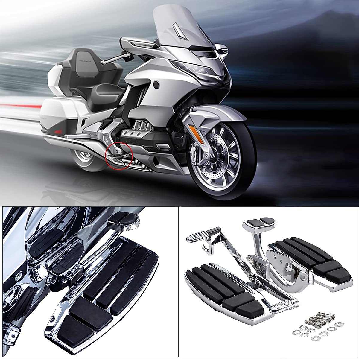 TCT-MOTORPARTS Floorboard Driver Foot Board Set Kit Brake Lever Fit For Honda Goldwing Gold Wing All 2001-2017 GL1800 & 2013-2017 F6B Models,2014-2015 Valkyrie