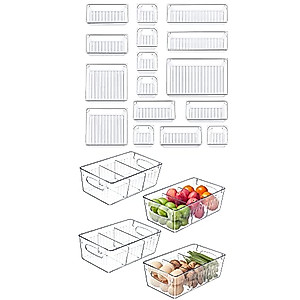Kootek 16 Pcs Desk Drawer Organizer and 4 Pack Refrigerator Organizer Bins