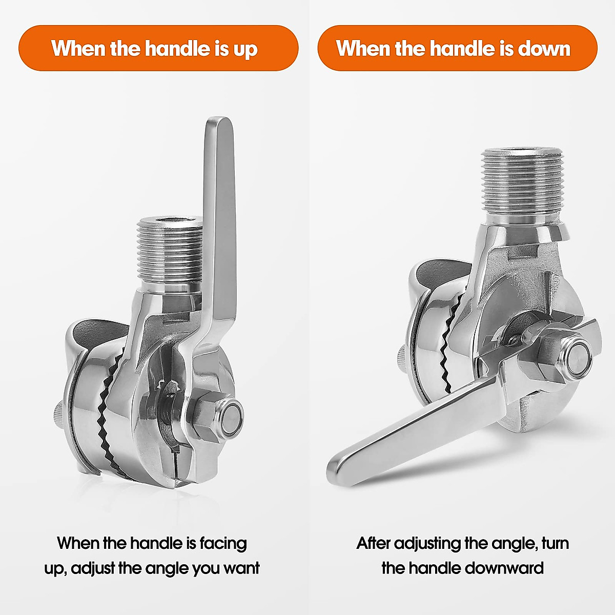 Yacht Ship RV Marine VHF Antenna Mounts, Ratchet Rail Mount Pipe clamp, 316 Stainless Steel Adjustable Base Mount for Boat