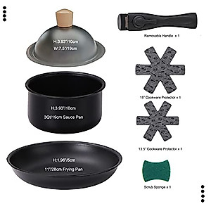 Xeeyaya 7 Pieces Nonstick Pot and Pan set with Removable Handle,Detachable Kitchen cookware sets,Stackable Pots And Pans Set Dishwasher safe for Induction Gas RVs Camping