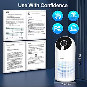 MOOKA Air Purifiers for Home Large Room up to 1095ft², H13 HEPA Filter Air Cleaner for Pets Bedroom Remove Smoke Dust Pollens Dander, Room Air Purifier with Timer Lock 4 Modes Night Light, M02