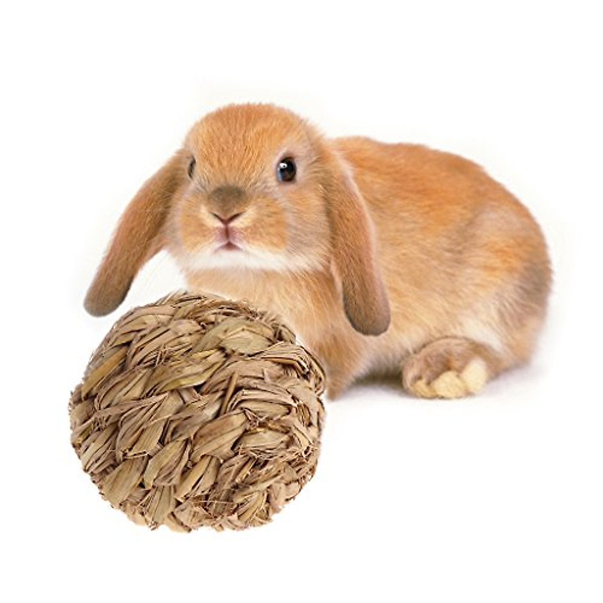 Amrka Pet Chew Toy Woven Grass Ball with Bell For Rabbit Hamster Guinea Pig Chinchillas 10cm/3.94"