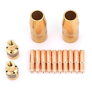 14pcs Welding Torch Accessory Welding Set Nozzle Contact Tip Mig Parts Fit Miller (2pcs 169715+2pcs 196716+10pcs 000067)
