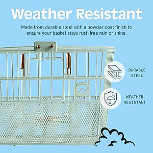 Retrospec Apollo Detachable Front Bike Basket Steel Half-Mesh with Integrated Detachable Hooks and Built-in Handle, Easy Assembly and Portability for Bicycles