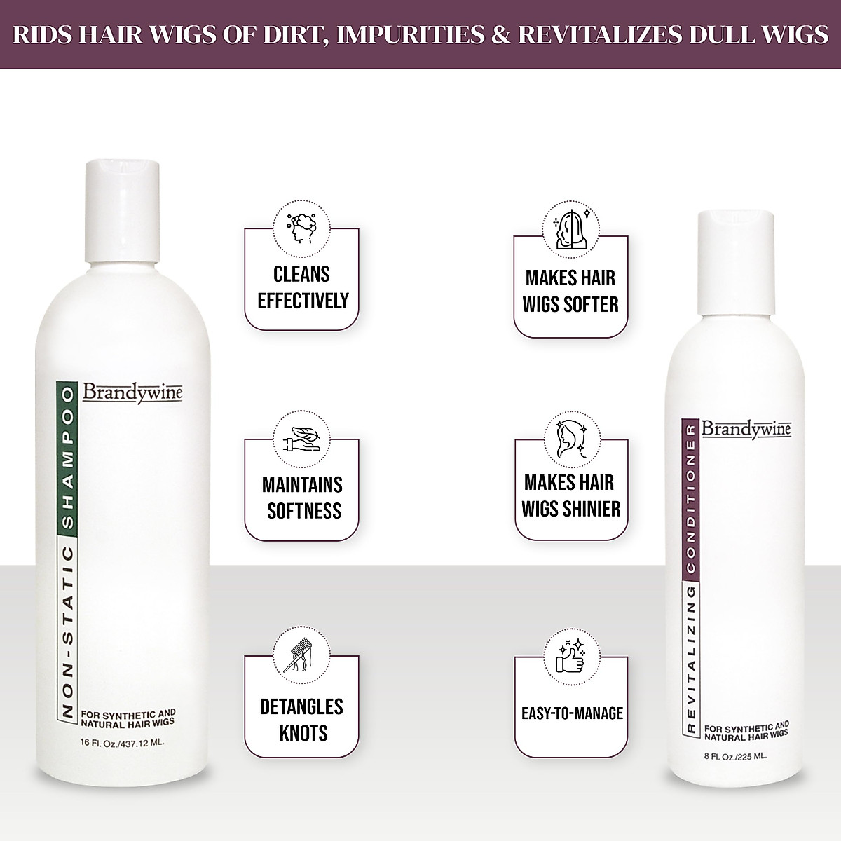 Brandywine Non Static Shampoo 16 Ounce & Revitalizing Conditioner 8 Ounce, Value Pack