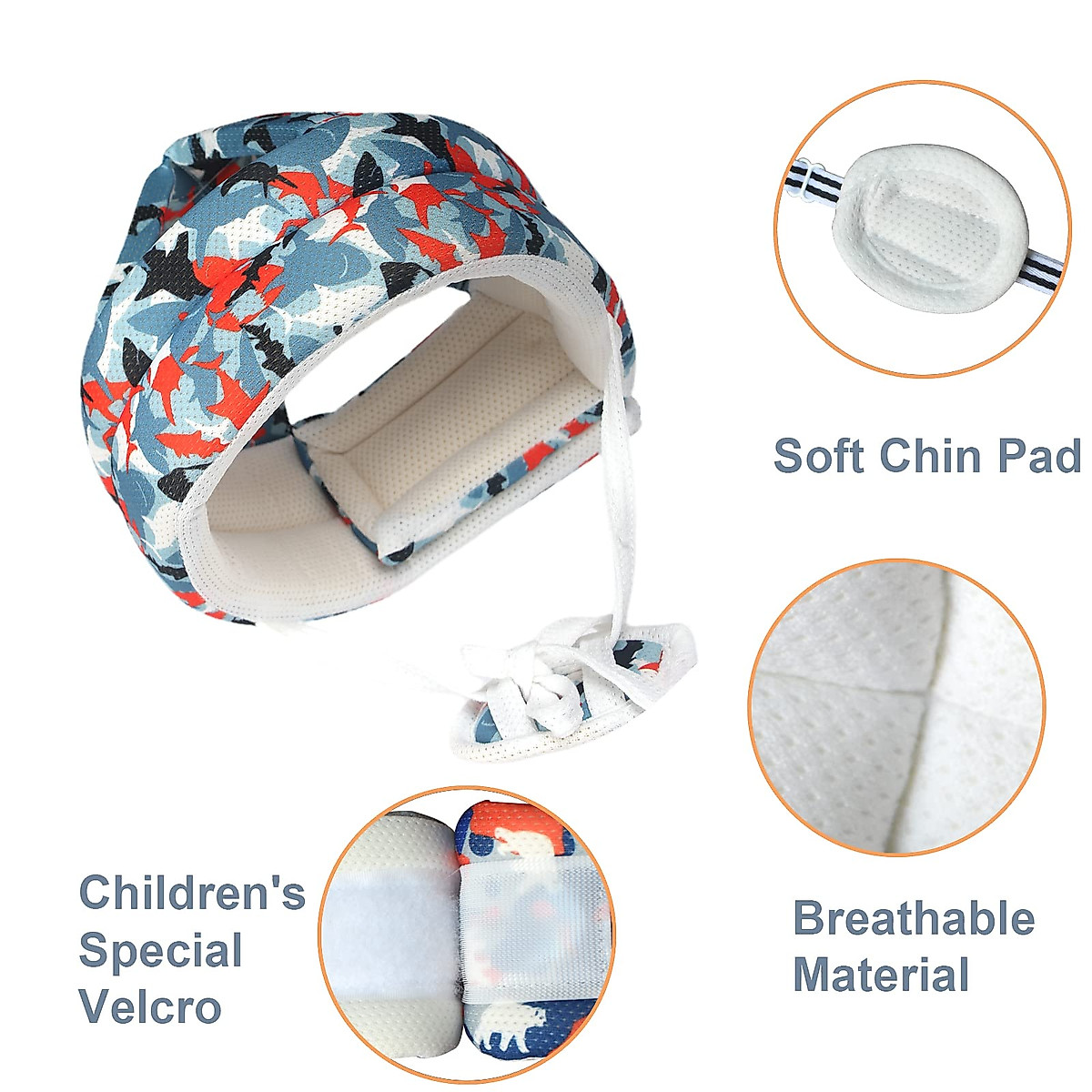 Baby Head Protector, ASunine Baby Infant Toddler Safety Helmet for Crawling Walking, No Bump Safety Head Cushion Bumper Bonnet, Adjustable Breathable Protective Cap (Cute Shark)