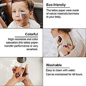 MECOLOUR Printable Temporary Tattoo Paper 5 sets 8.5"X11" for Inkjet printer DIY Image Transfer Decal Paper for Skin, For Celebrate Festivals, Parties, Birthday Bashes,New Year