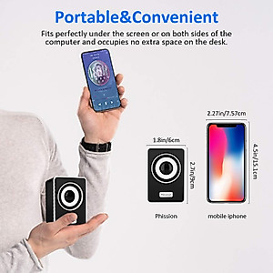 Computer Speakers, Phission Mini Speaker with Stereo Sound 6W USB Powered 3.5 mm AUX-in Portable Speaker for Computer, Laptop, Notebook, Desktop (Black)