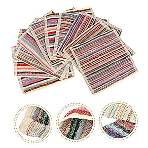 Cabilock 10pcs Color Stripe Square Scarf Microfiber Cleaning Rag Turkish Cotton Towels Turkish Cotton Bath Towels Microfiber Dish Towels Dish Rags Kitchen Dishcloth Hand Towel Cotton Towel