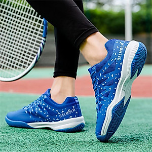 Jakcuz Pickleball Shoes for Women Badminton Tennis Shoes Indoor Outdoor Court Training Shoe Racketball Squash Volleyball Sneakers Blue Size 6