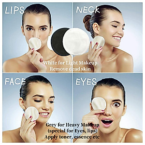 20 Packs Reusable Makeup Remover Pads - Organic Natural Bamboo and Bamboo Charcoal Set for Light and Heavy Makeup and Skin Care With Laundry Bag