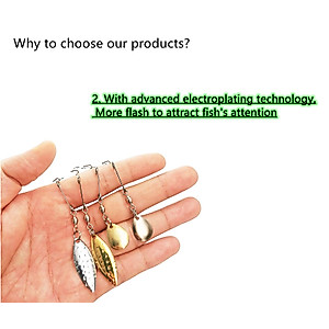 Spinner Blades Smooth Nickel Spoons Rigs Spinners Spinnerbait Fishing Lures Accessories (M (11Pcs), Gold Willow)