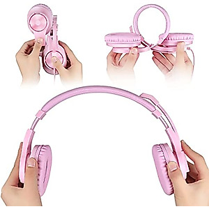 Gaming Headset for PS5,PS4,Xbox,PC, Kids Headphones with Mic for School Supplies,Pink Headphones Wired for Girls,Headset for Nintendo Switch,Pink Headset (Pink)