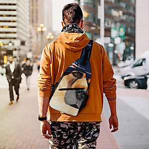 NAWFIVE Sling Bag German Shepherd Dog Crossbody Backpack with Anti Theft 4th of July Adjustable Shoulder Bag for Travel,Hiking,Cycling,Camping