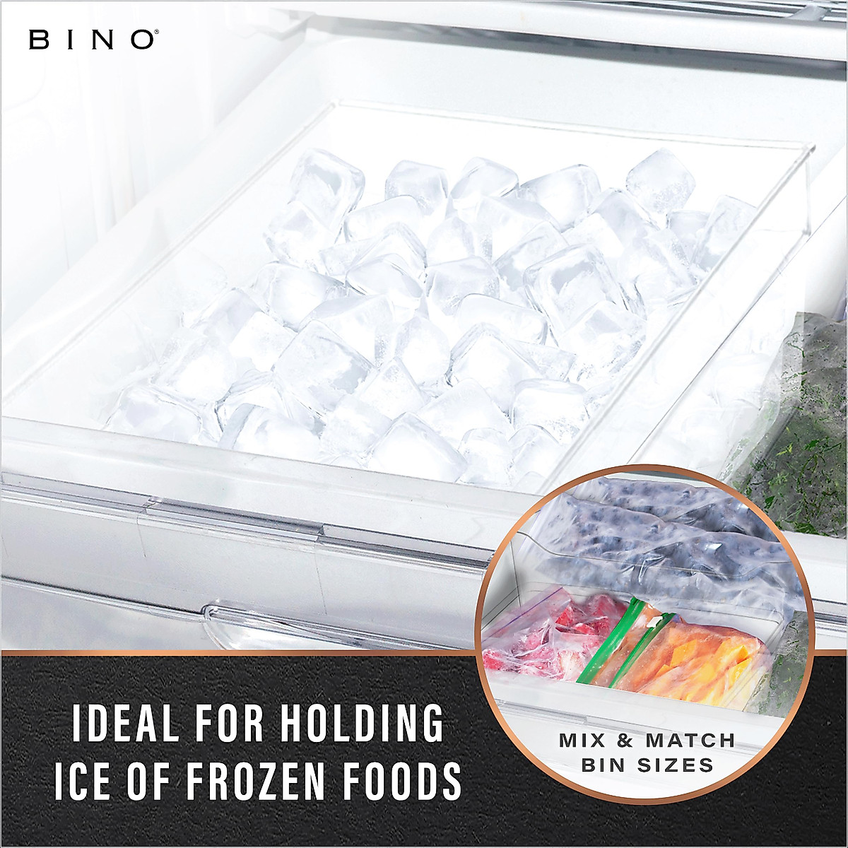 BINO | Plastic Storage Bins, Deep Large | THE HANDLER COLLECTION | Multipurpose Organizer Bins | Kitchen Pantry Organizers and Storage | Clear Containers for Organizing Home | Freezer Organizer