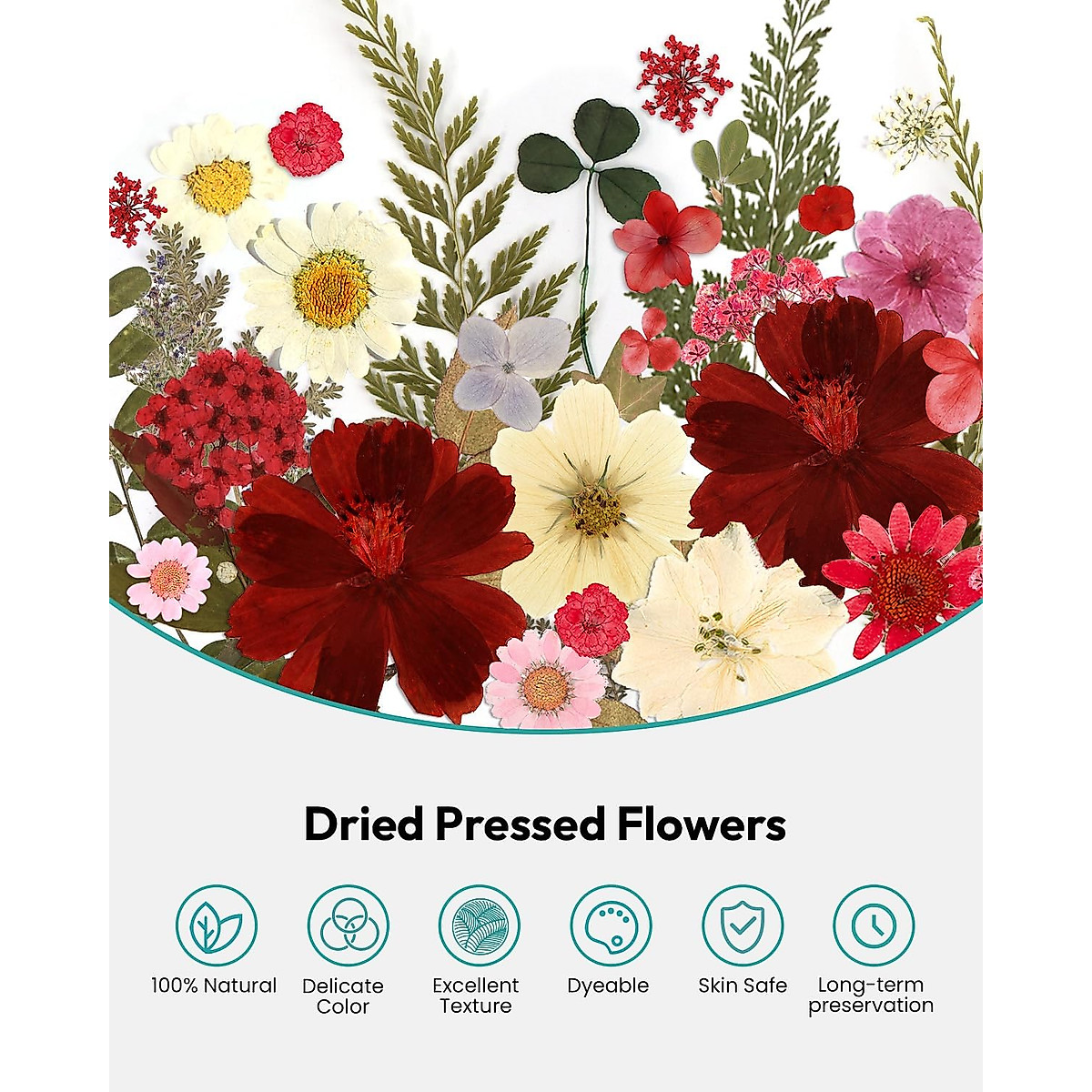 Dried Flowers, Resiners 100 Pcs Pressed Flowers for Craft Red Real Natural Dried Flowers Dry Leaves Kit for DIY Making Crafts Resin Soap Candle Scrapbook Supplies Card Making Jewelry