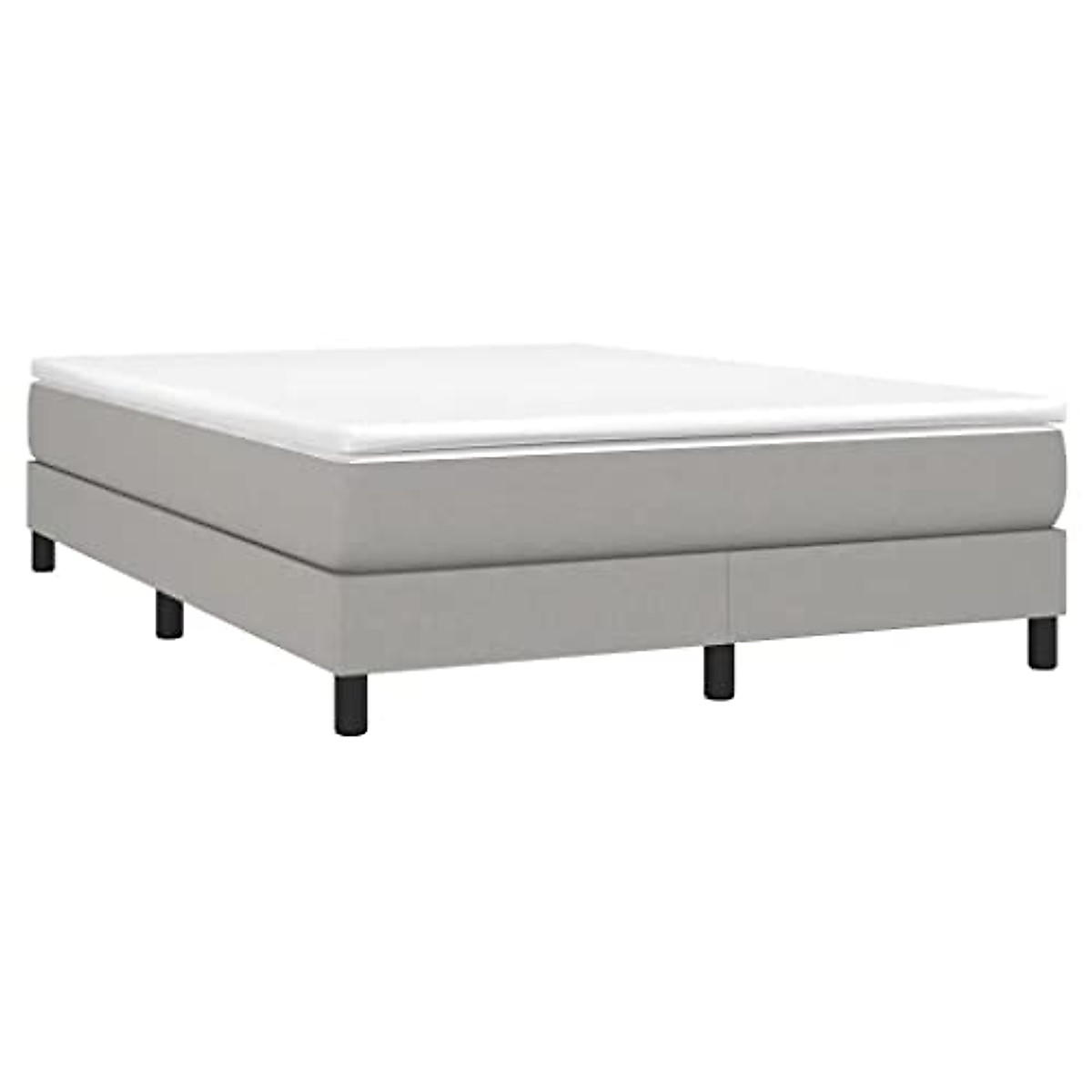 vidaXL Box Spring Bed with Mattress Home Bedroom Mattress Pad Double Bed Frame Base Foam Topper Furniture Light Gray 59.8"x79.9" Queen Fabric