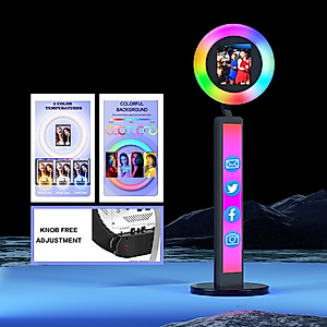 Portable Photo Booth for 10.2in 10.9in 12.9in Ipad, Selfie Photo Booth with Software, Flight Case, Ring Light, APP Remote Control, Music Sync