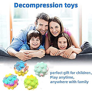 Pop It Ball 4 Packs 3D Silicone Squeeze Balls Toy Push Bubble Pop Its Fidget Toys Squishy Stress Balls Sensory Toys for Kids and Adults