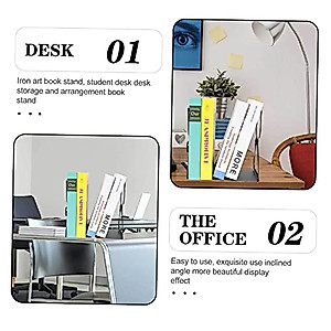 PLAFOPE 2pcs Metal Bookends Teenage Girl Books Metal Bookshelf File Book Stands Book Organizer Reading Book Stands Look at The Bookshelf Iron Metal Desktop Bookcase Desktop Book Holders