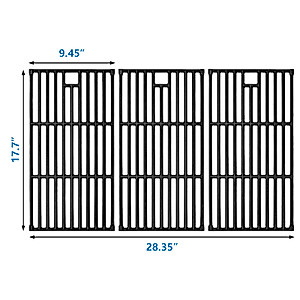 Uniflasy Cast Iron Cooking Grates for Monument 24367,35633,17842, 24633, 13892,41847NG,14733,27592,38667,Denali 405,Denali 425 4-Burner Gas Grill,Cooking Grid Replacement Part Kit 97888,3 Pack