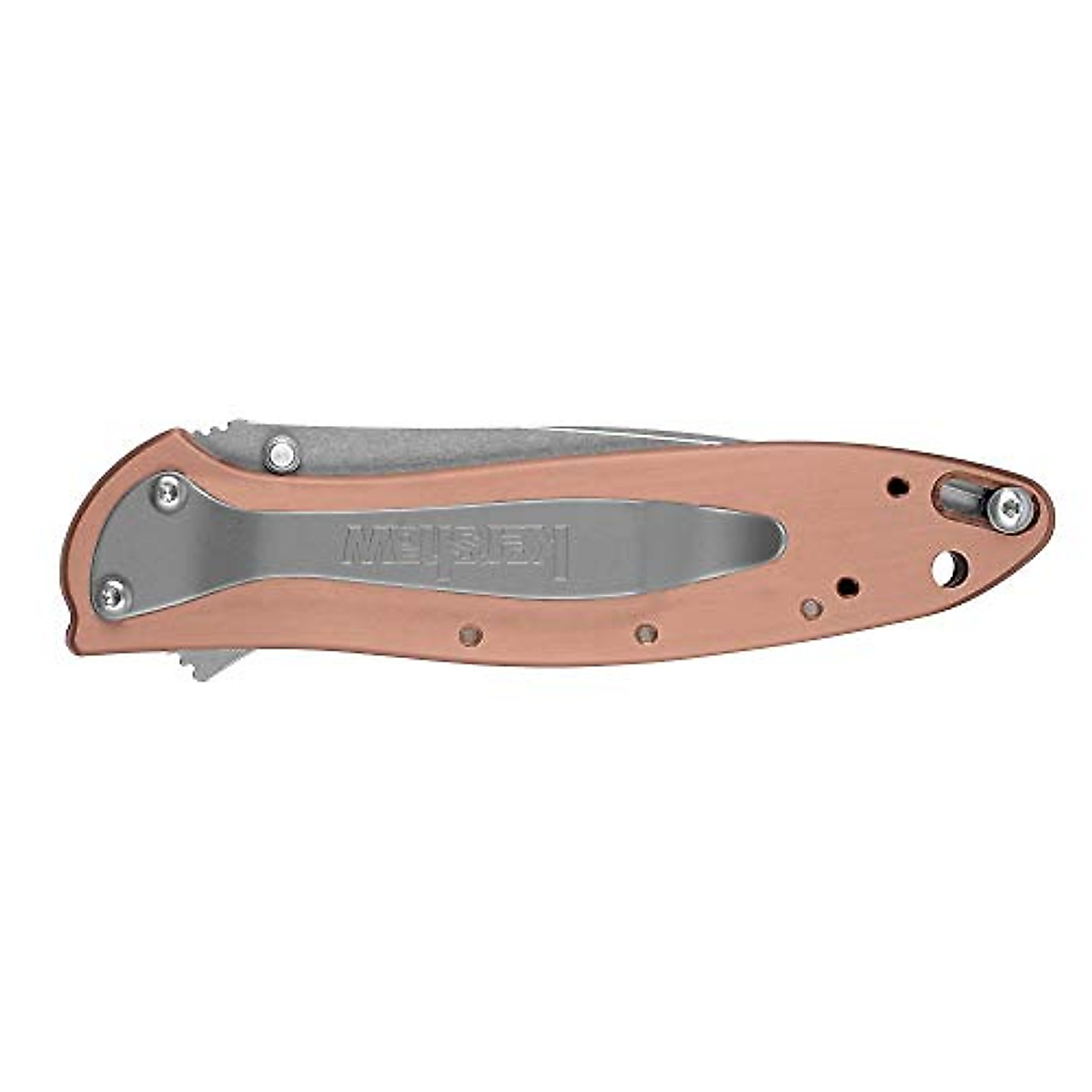 Kershaw Leek Copper Pocketknife EDC, 3" CPM 154 Steel Blade, Copper Handle, Dual Lock System, assisted opening Knife