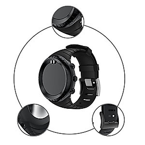 patrohoo Bands for Suunto Core Strap, Rubber Replacement Watch band for Suunto Core SS014993000,black
