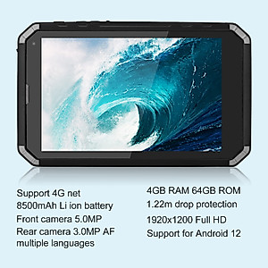 Demeras HD Tablet, Rugged Tablet 100-240V IP68 Waterproof for 12 for Industrial for Warehouse(#1)