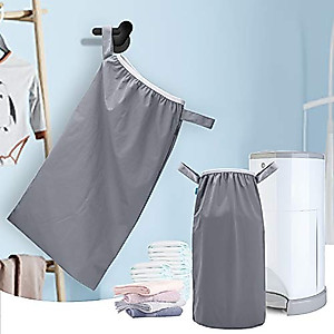 Teamoy Pail Liner for Cloth Diaper(Pack of 3), Reusable Diaper Pail Wet Bag with Elastic Edge, Fits for Dekor, Ubbi Diaper Pails, Gray +Gray Strips +Black Strips