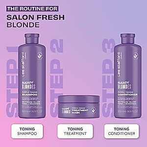 Lee Stafford Purple Toning Shampoo | Bleach Blonde Collection - Best Toner Cleanser, Neutralizes Brassy & Yellow, Great for Color Treated, Silver, & Grey, Hydrating for Dry, Damaged Hair, 16.9 Fl Oz