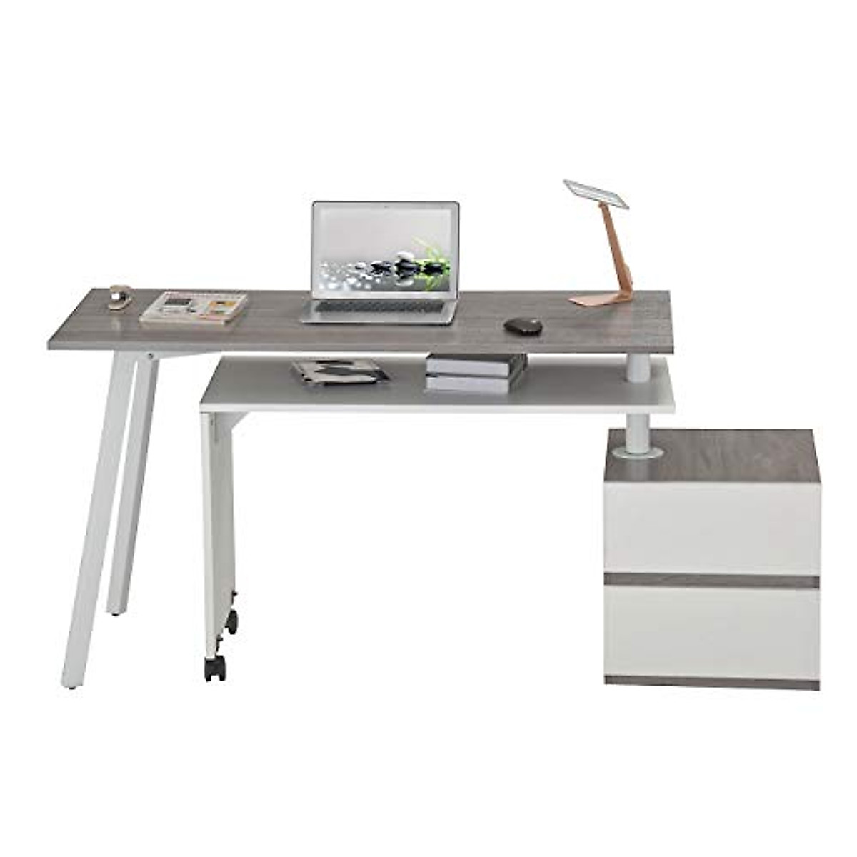 Techni Mobili Rotating Modern Multi-Positional Desk, Grey