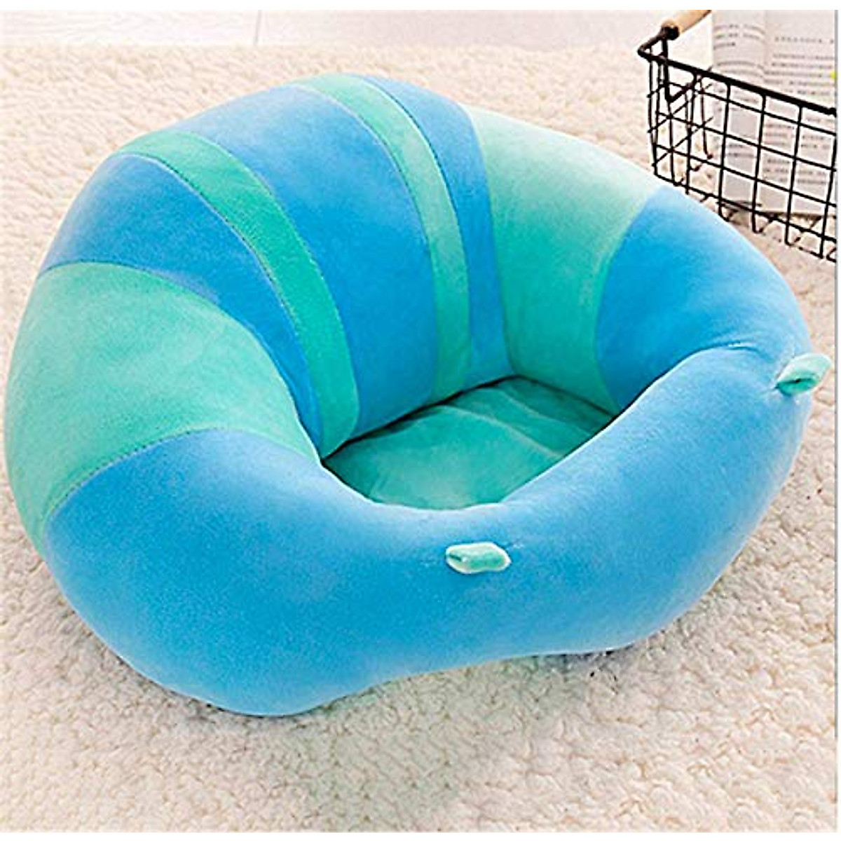 SealSee Baby Support Seat Sofa Plush Soft Animal Shaped Baby Learning to Sit Chair Keep Sitting Posture Comfortable for 3-16 Months Baby (Blue)