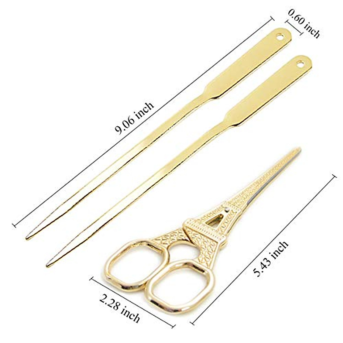 Gold Scissors and Letter Opener Set - Scissors and 2 Letter Openers, Luxury Set of Gold Office Supplies & Desk Accessories