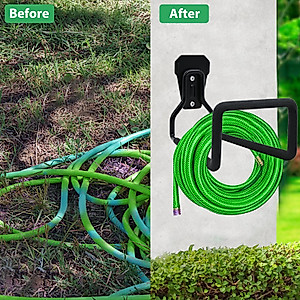 Garden Hose Holder - Hose Hanger Wall Mount, Heavy Duty Water Hose Holder for Outdoor/Indoor Use in Yard, Metal Durable Hose Hooks, Ideal for Water Hose Storage