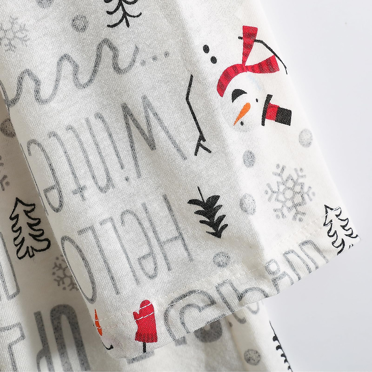 PNAEONG Women's Cotton Sleepwear Long Sleeves Nightgown Print Tee Sleep Dress XTSY109-Long White Snowman-L