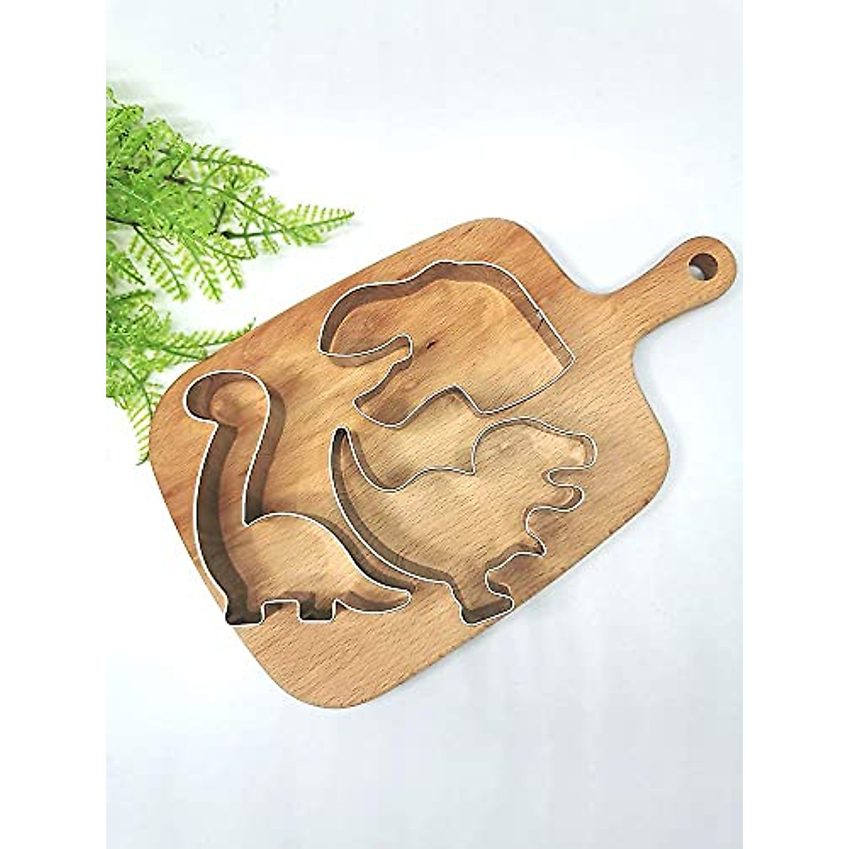 New Dinosaur Cookie Cutter Set-7 Piece-Dinosaur Footprint and Head, Tyrannosaurus(T-Rex), Brontosaurs, Spinosaurus, Triceratops, Pterodactyl, Dinosaurs Baking Mold for Kids Dinosaur Birthday Party