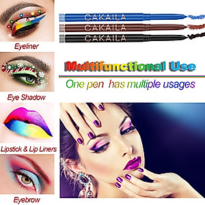 18 Colorful Eyeliner Pen Set, Eye Shadow Pencil, Pearl Eyeliner Kit Metallic Glitter Colored Eyeliner for Women Eye&Lip Liner Professional Waterproof Retractable Eye Makeup
