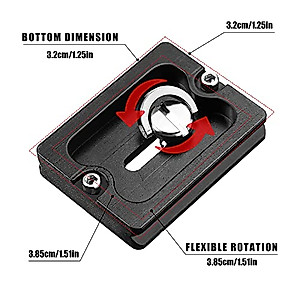 2 Pieces Metal Quick Release Plate with 1/4''-20 Camera Screw Tripod Mount Plate Fits Standard for DSLR Camera Tripod Ball Head, Black (PU50)